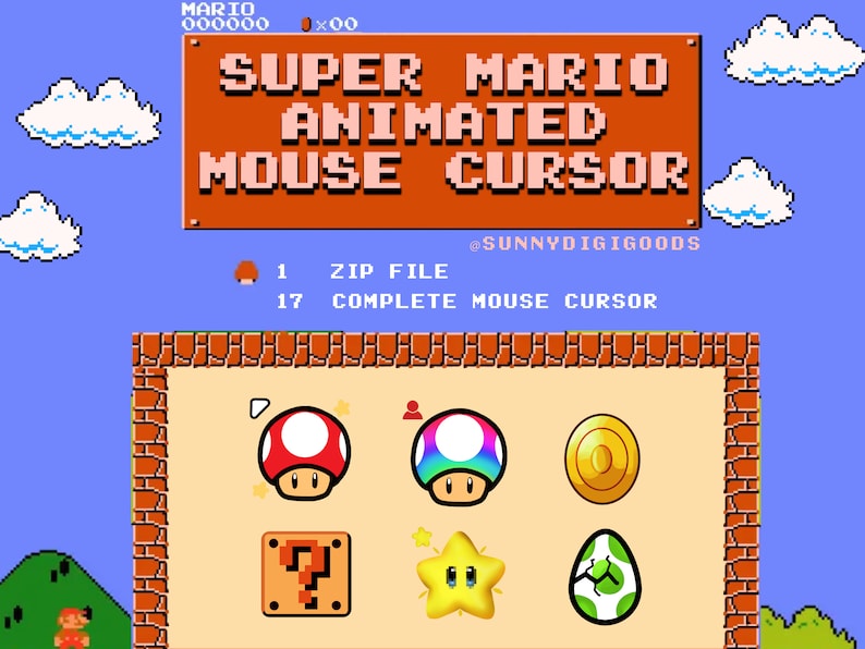 17 SUPER MARIO Bros Mouse Cursor Complete PC Mouse Pointers for Windows ...