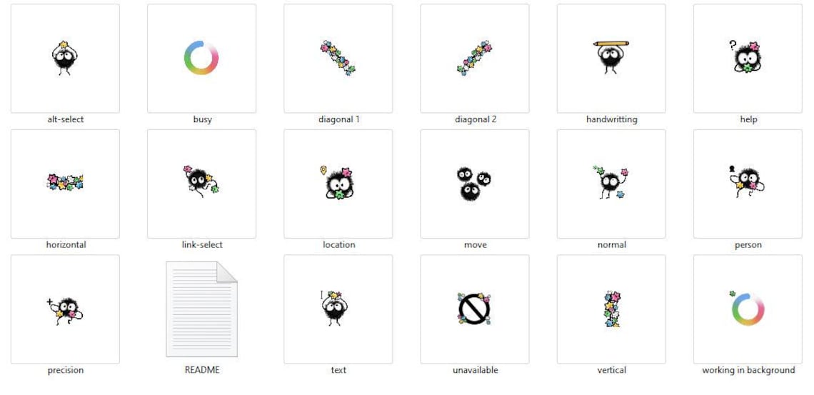 Cute Ghibli Inspired Sootsprite Mouse Cursor Complete PC Mouse Pointers ...