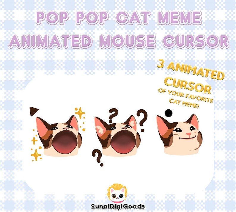 Animated Pop Pop Cat Meme Mouse Cursor Animated PC Gaming Cursor Pack ...