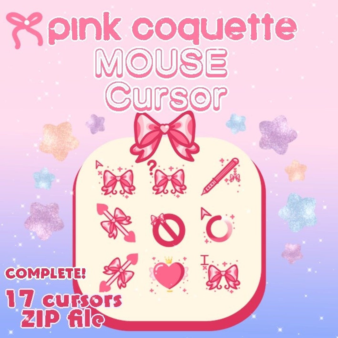 Cute Pink Coquette Mouse Cursor Complete PC Mouse Pointers for Windows Gaming Cursor , Kawaii ...
