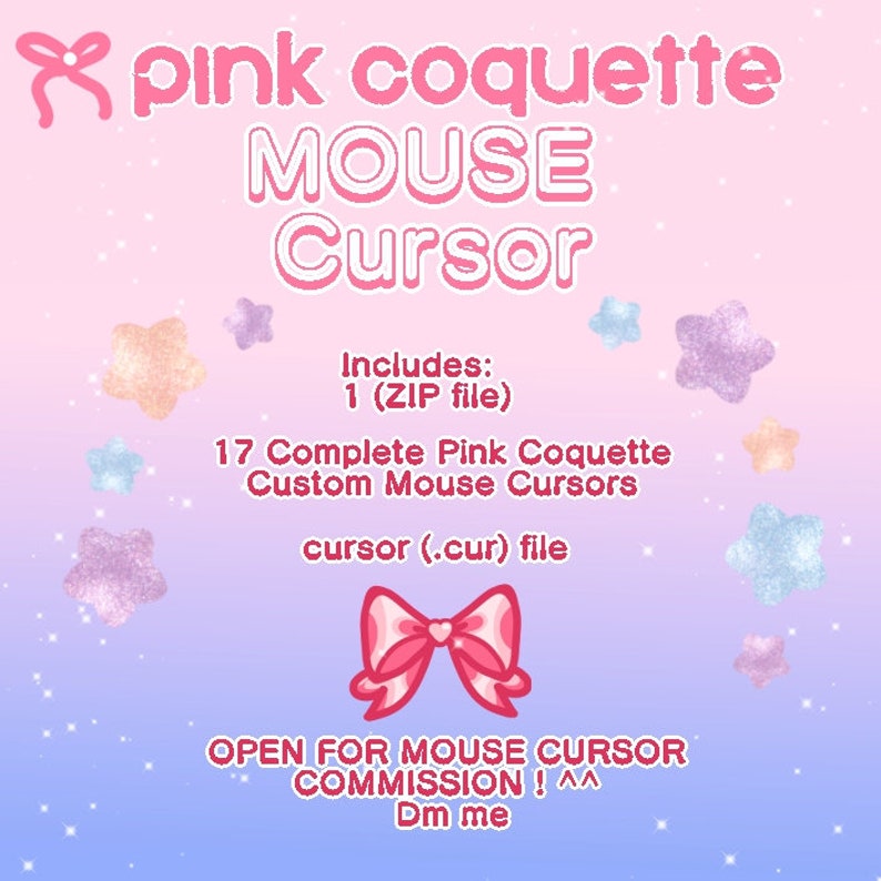 Cute Pink Coquette Mouse Cursor Complete PC Mouse Pointers for Windows Gaming Cursor , Kawaii ...