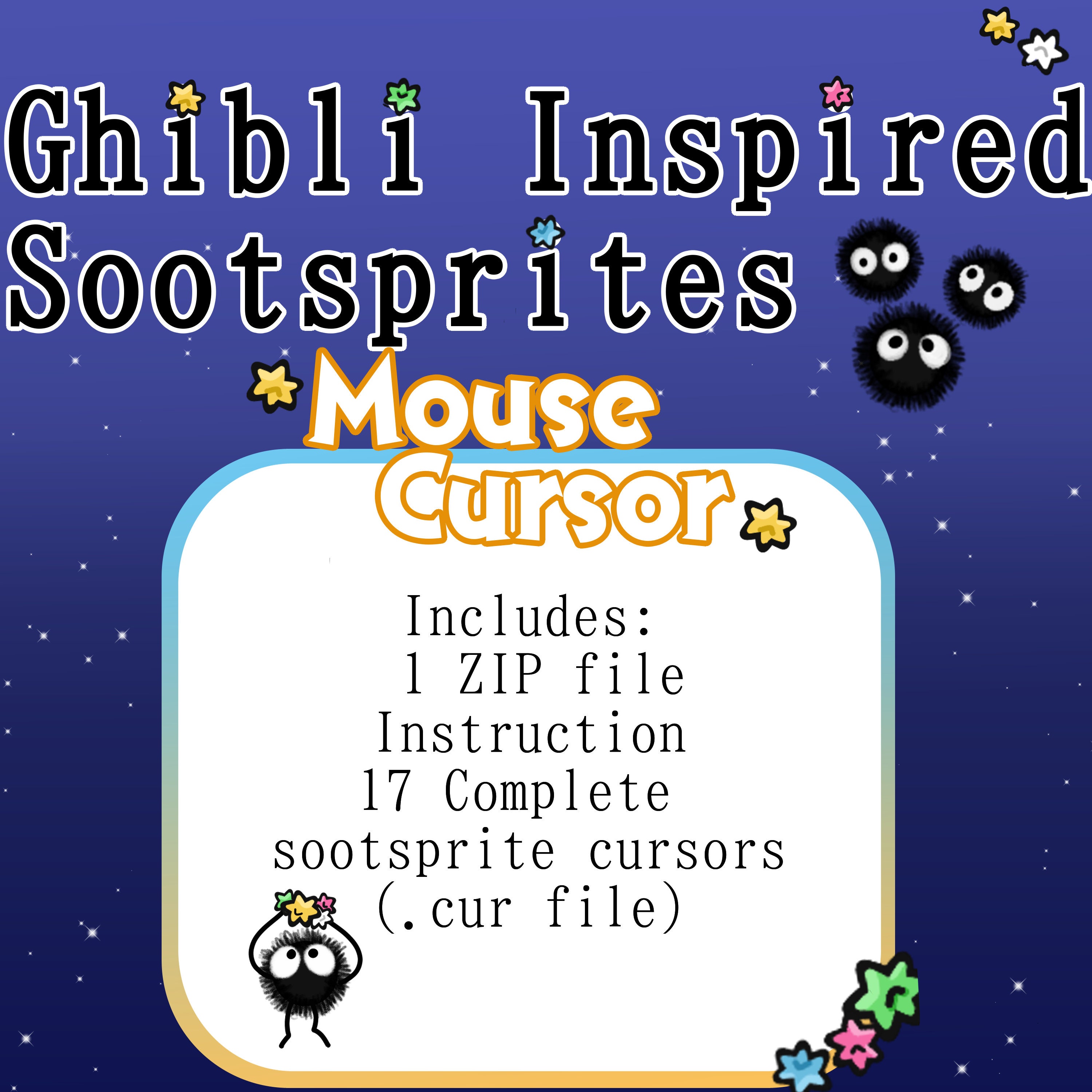 Cute Ghibli Inspired Sootsprite Mouse Cursor Complete PC Mouse Pointers ...