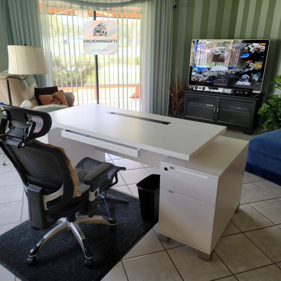Ford Executive Desk, Modern, 79 With File Cabinets, Home Decor, Wood ...