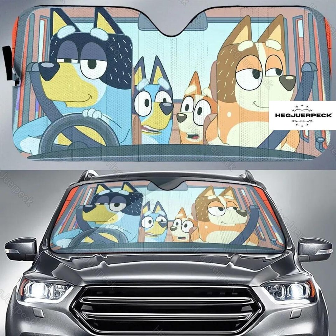 Bluey Car Sunshade, Bluey Family Auto Sun Shades, Bluey Family Car ...