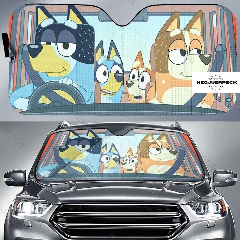 Bluey Car Sunshade, Bluey Family Auto Sun Shades, Bluey Family Car ...