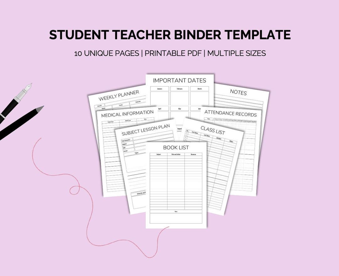 Student Teacher Binder Template - Etsy Australia