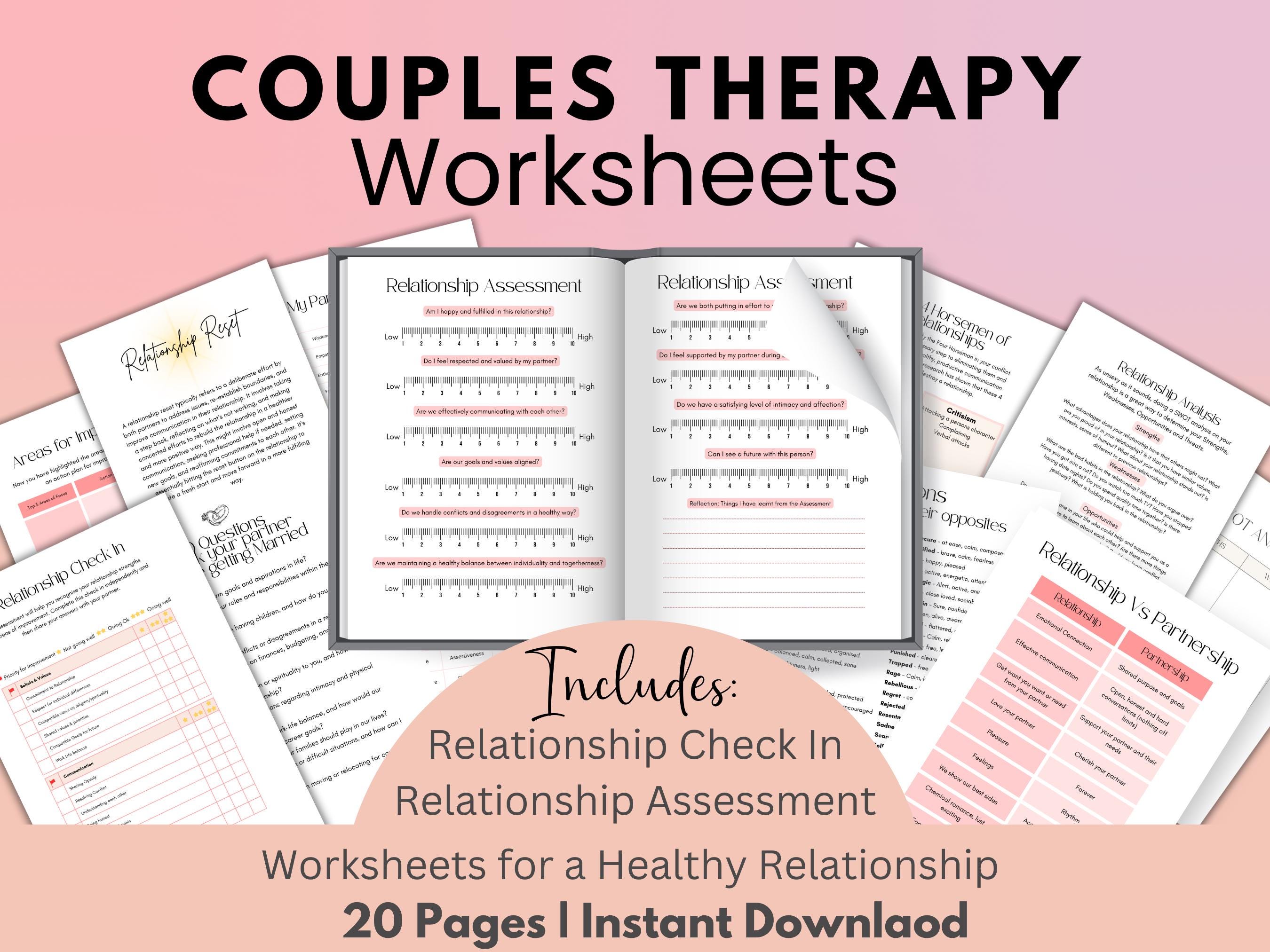Couples Communication Skills Workbook Marriage Counseling Worksheets ...