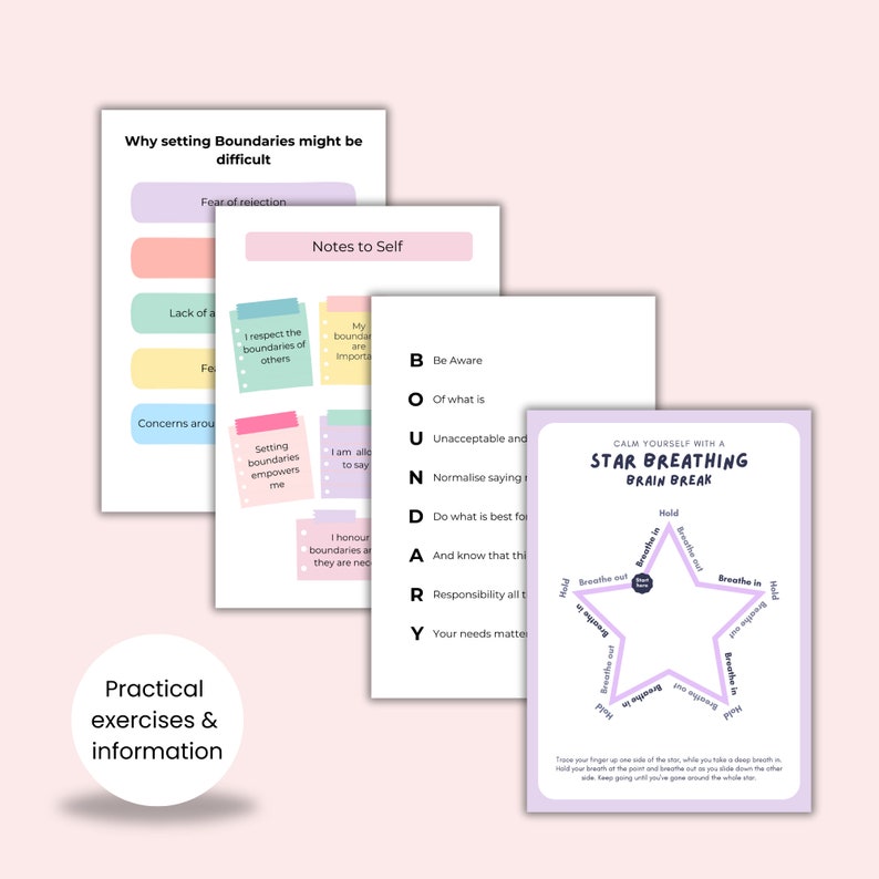 Boundary Setting Worksheets Healthy Boundaries Workbook Boundary Statements Assertive ...