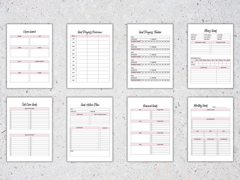 Personal Planner Template Smart Goals Tracker Yearly Calendar Goals ...