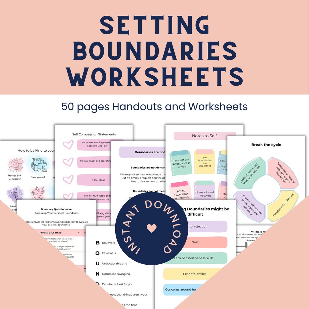 Boundary Setting Worksheets Healthy Boundaries With Boundary Statements, Scripts, Coping ...