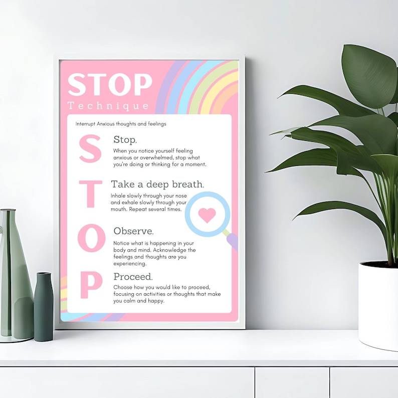 Anxiety Poster Therapy Office Decor Teacher Resource Breathing ...