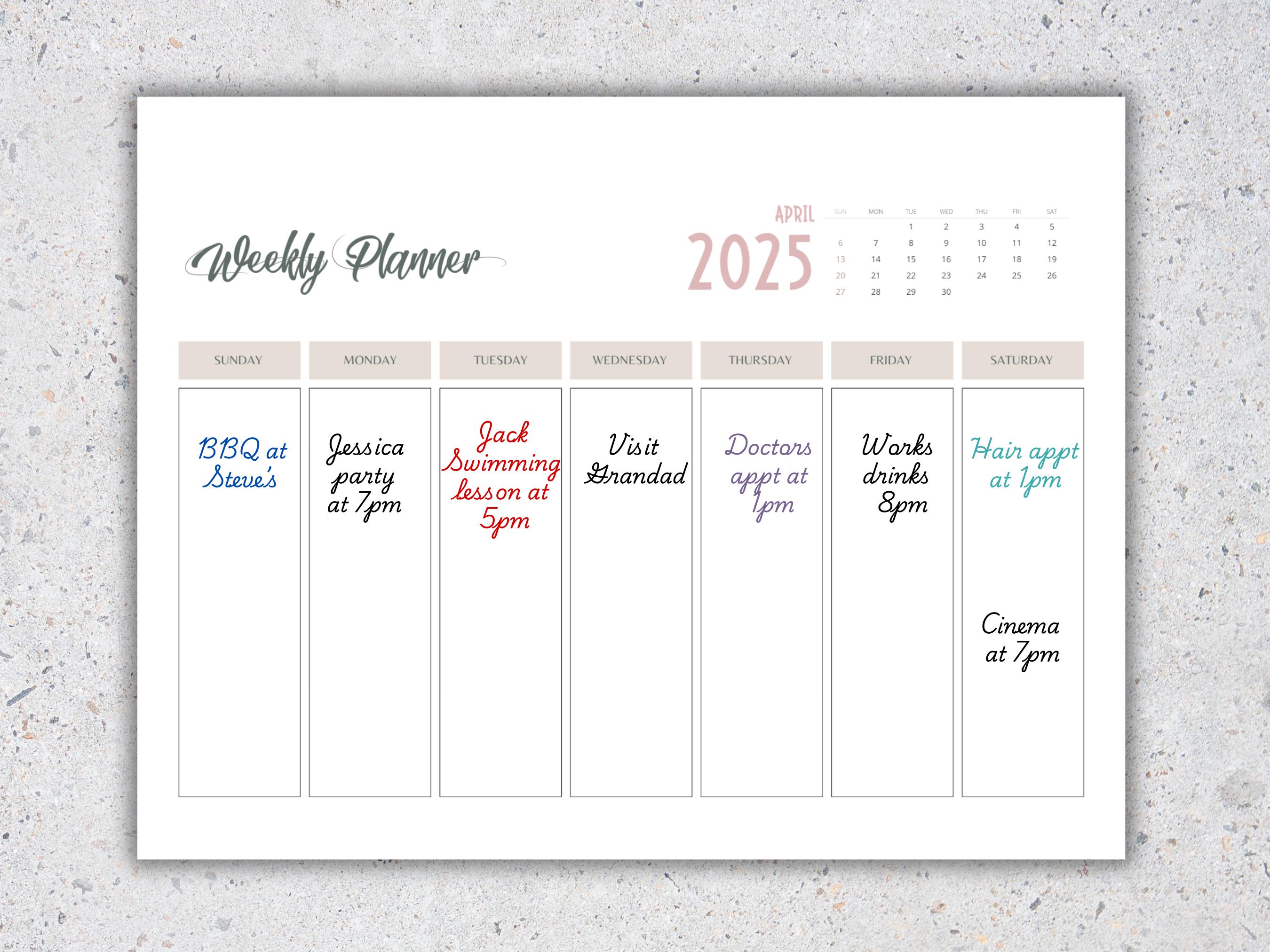 2025 Weekly Planner With Monthly Calendar Printable Household Weekly ...
