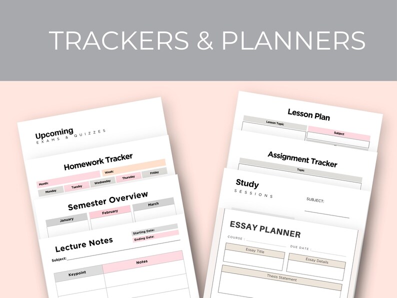 Study Planner for Student Diary Printable Course Schedule Planner ...