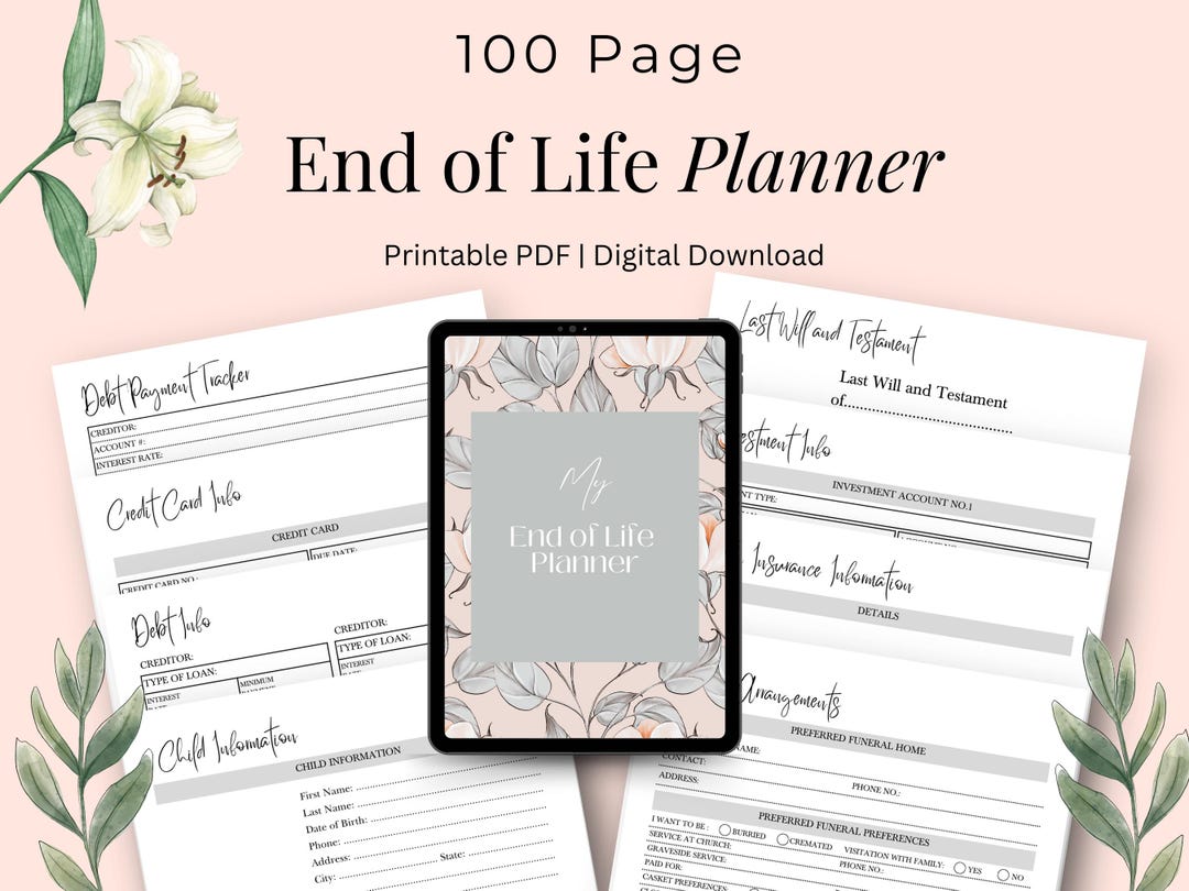 End of Life Planner Printable Final Wishes Template Just in Case Binder ...