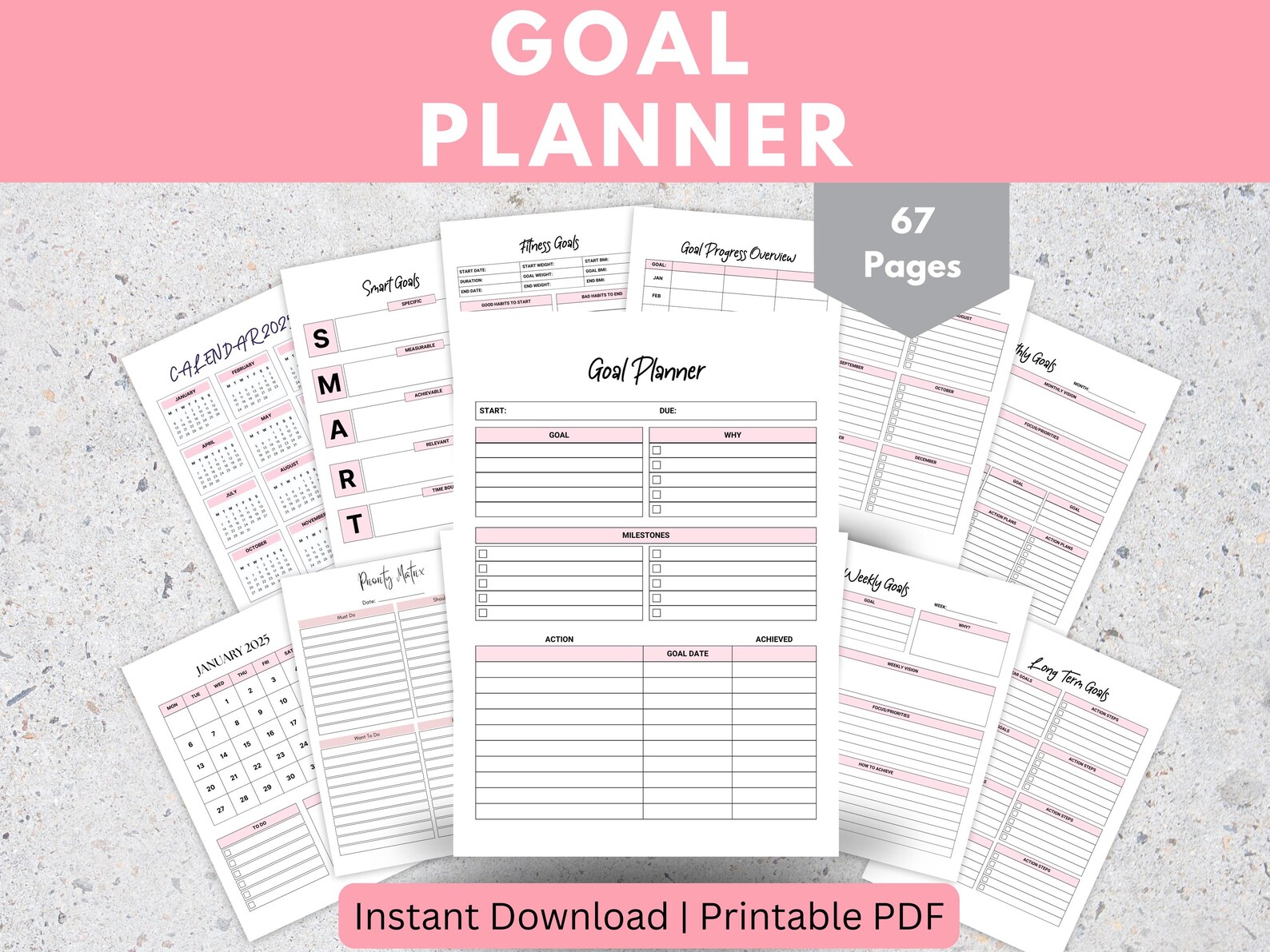 Goal Planner Smart Goals Setting Planner Yearly Goals Vision Board New ...