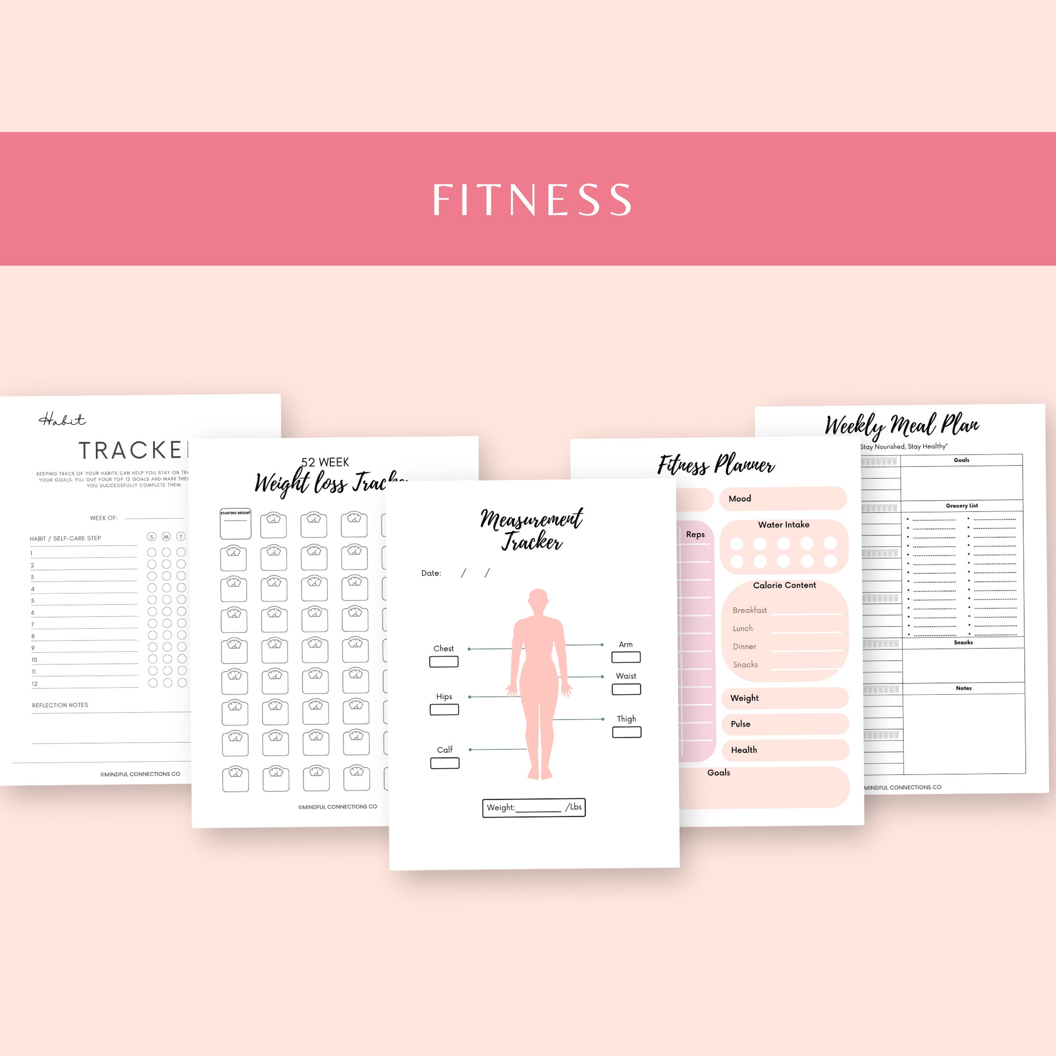 Self Care Planner Printable Wellness Journal Habit Tracker PDF Pages ...