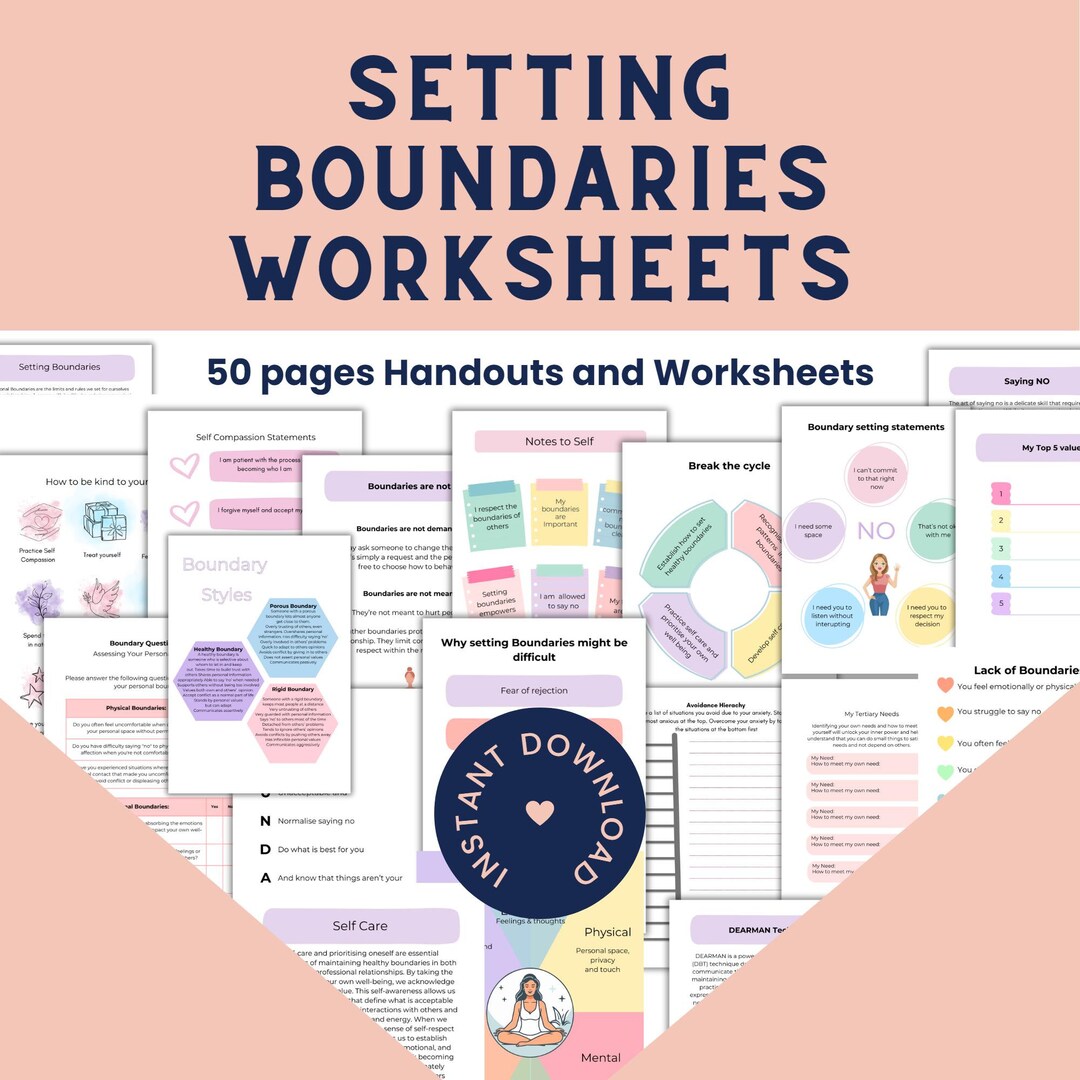 Boundary Setting Worksheets Healthy Boundaries Workbook Boundary