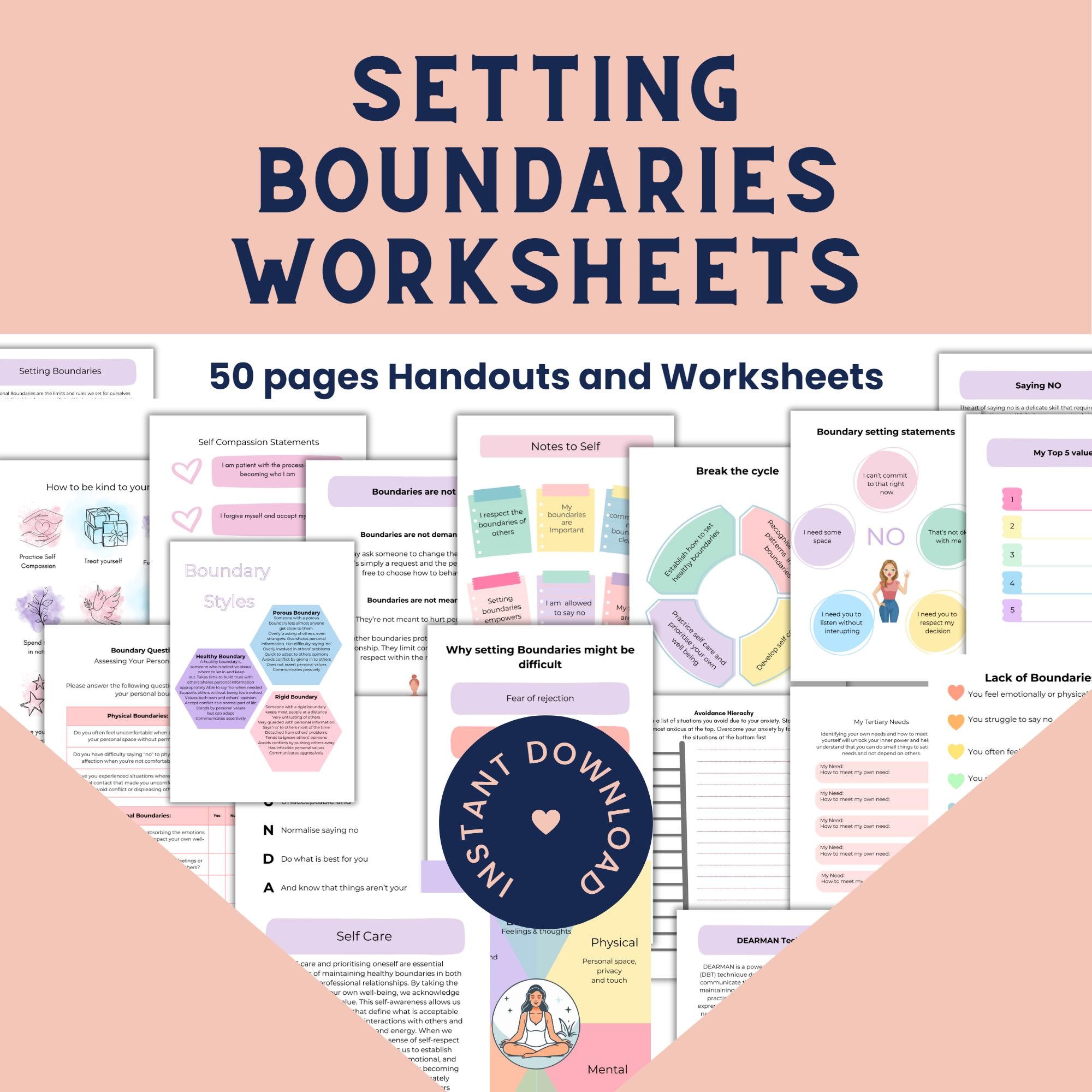 Boundary Setting Worksheets Healthy Boundaries Workbook Boundary ...