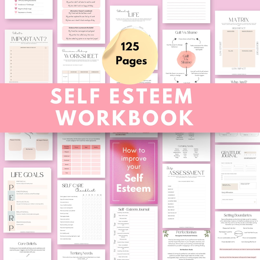 Self Esteem Activities Confidence Therapy Self Love Exercises Build ...