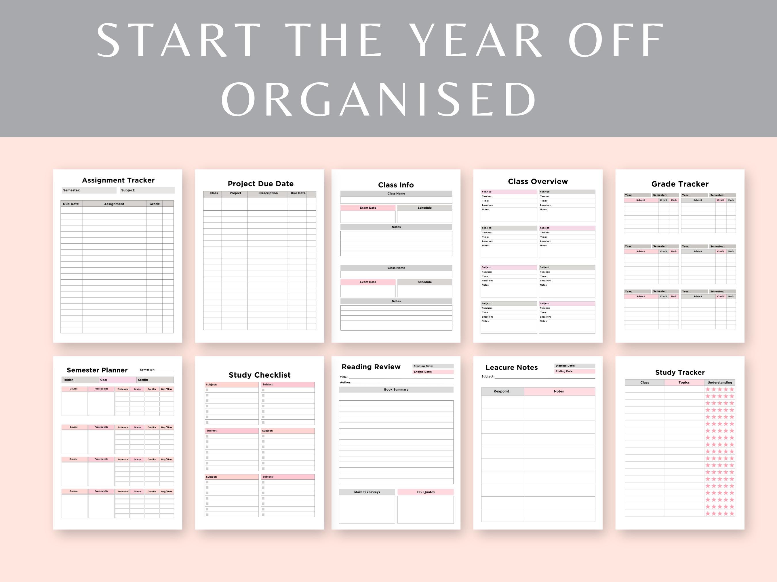 Study Planner for Student Diary Printable Course Schedule Planner ...