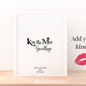 Kiss the Miss Goodbye Printable Hen Party Game Miss to Mrs Hen Party ...
