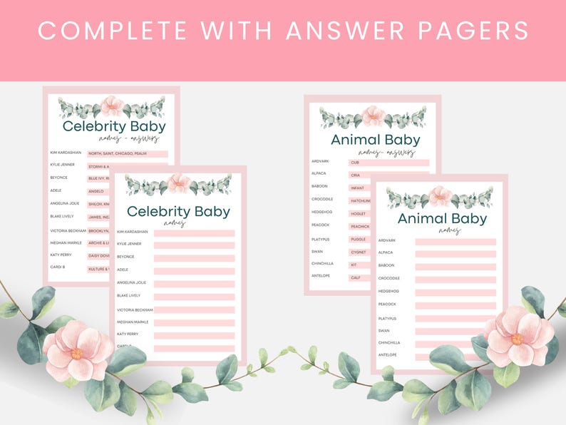Baby Shower Games Printable Celebrity Baby Name Game Bingo Baby Shower ...