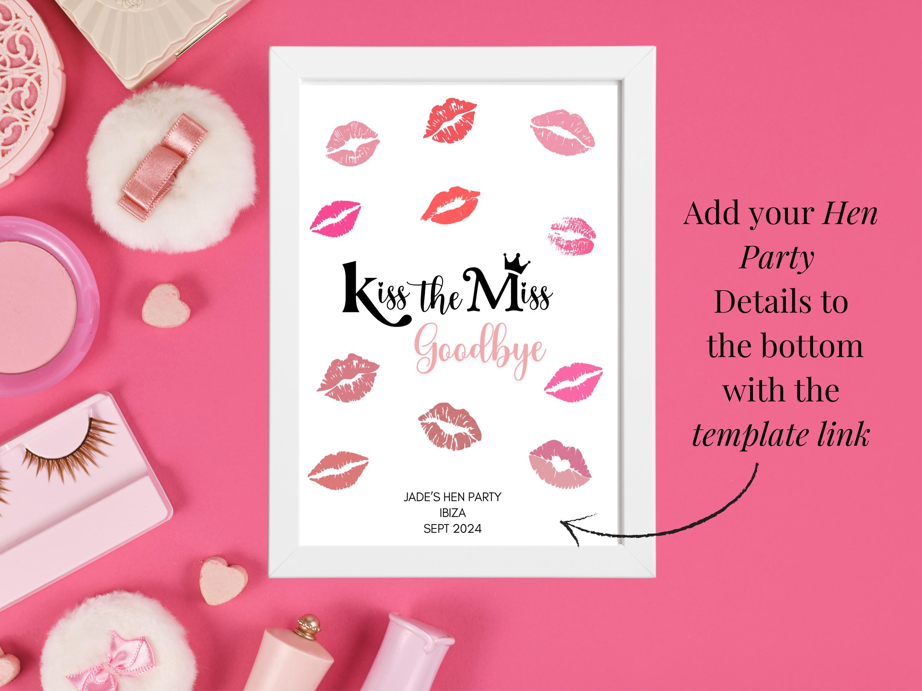 Kiss the Miss Goodbye Printable Hen Party Game Miss to Mrs Hen Party ...