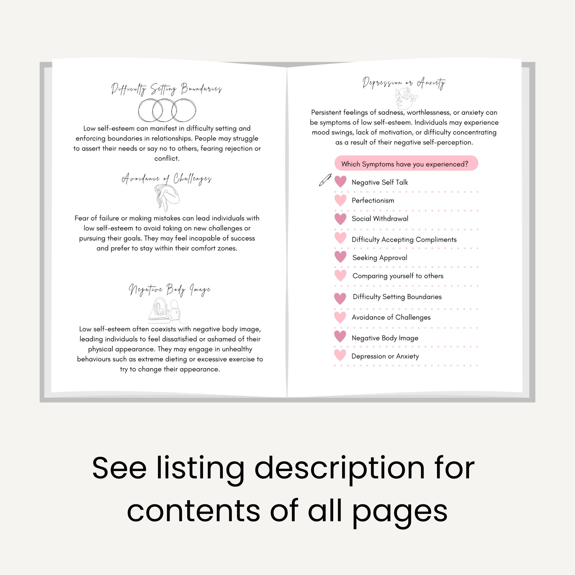 Self Esteem Workbook to Boost Self Confidence and Self Compassion, With ...