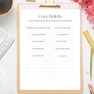 Core Beliefs Worksheets Self Belief CBT Worksheets Self Esteem ...