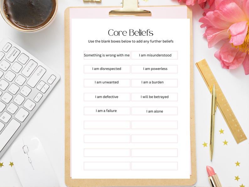 Core Beliefs Worksheets Self Belief CBT Worksheets Self Esteem ...