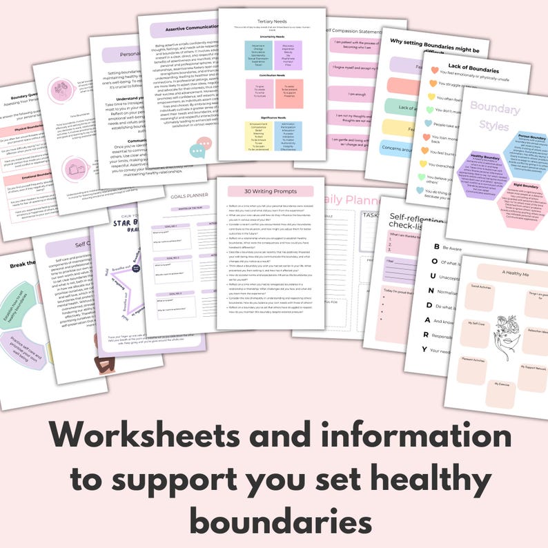 Boundary Setting Worksheets Healthy Boundaries Workbook Boundary Statements Assertive ...