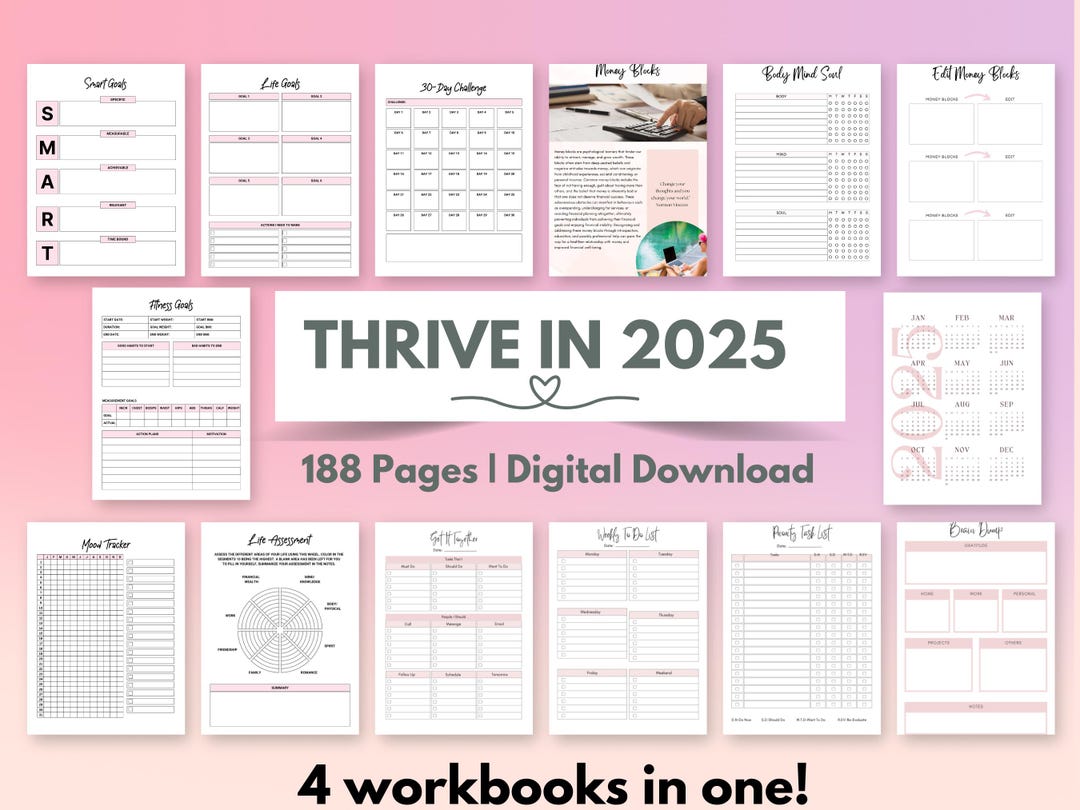 2025 Planning Goal Setting Templates New Year Affirmations List ...