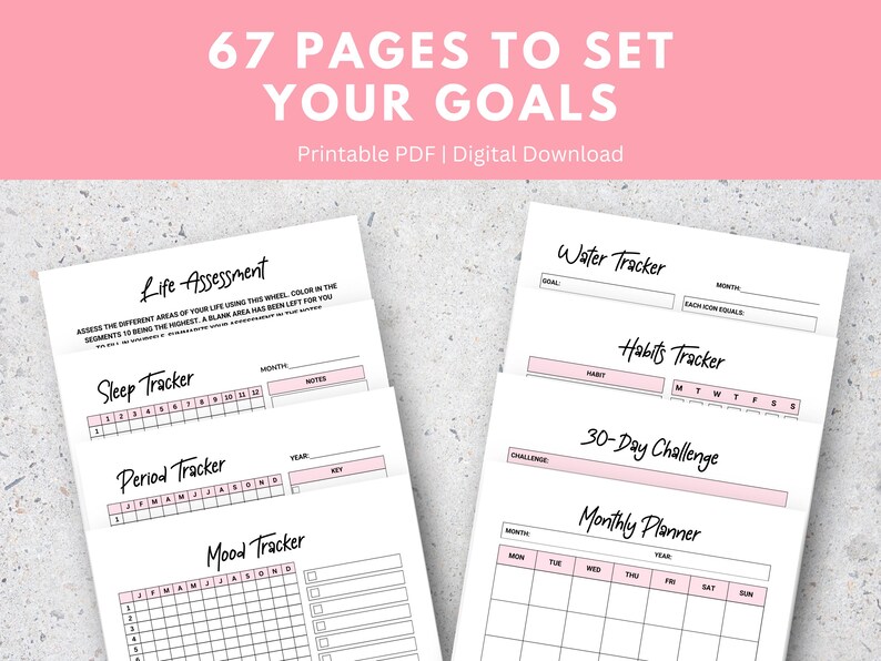 Personal Planner Template Smart Goals Tracker Yearly Calendar Goals ...
