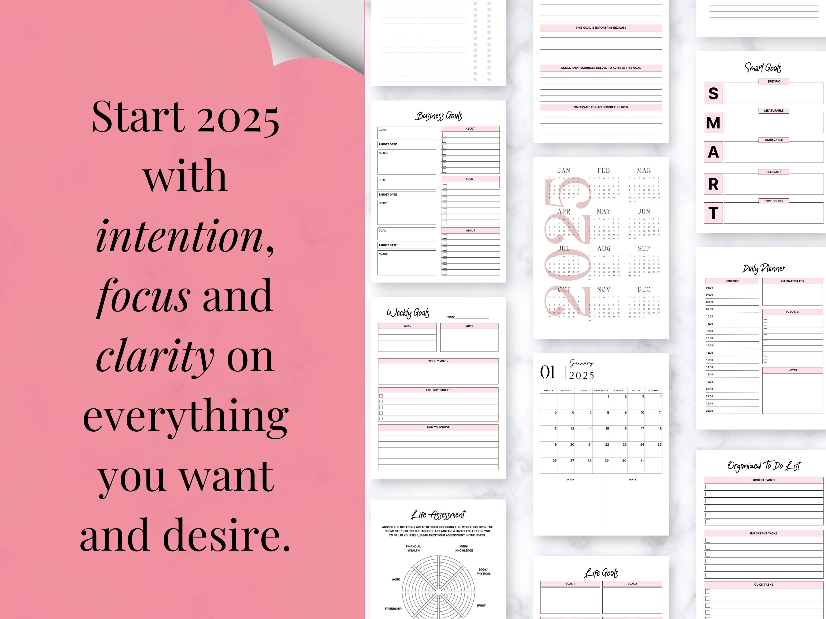 2025 Planning Goal Setting Templates Affirmations List Manifest Journal ...