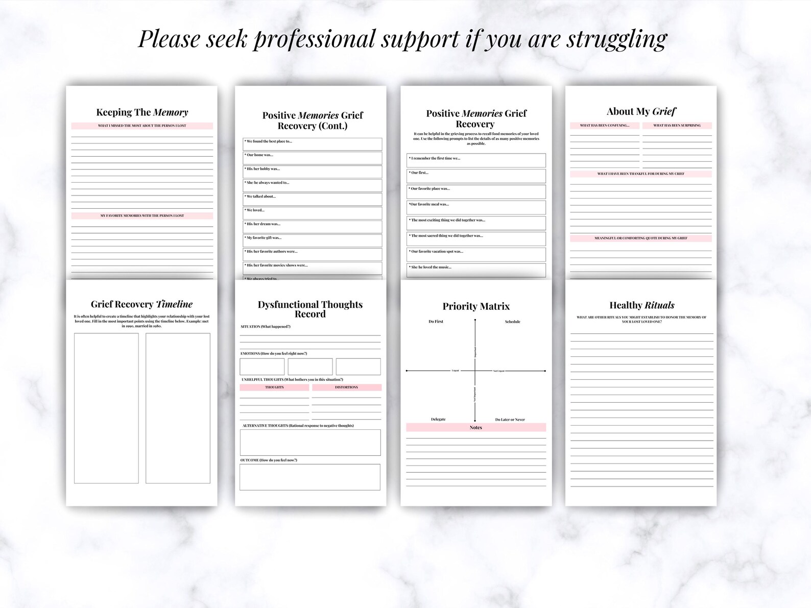 Grief Therapy Worksheets Acceptance Therapy Lost Love One Grief and ...