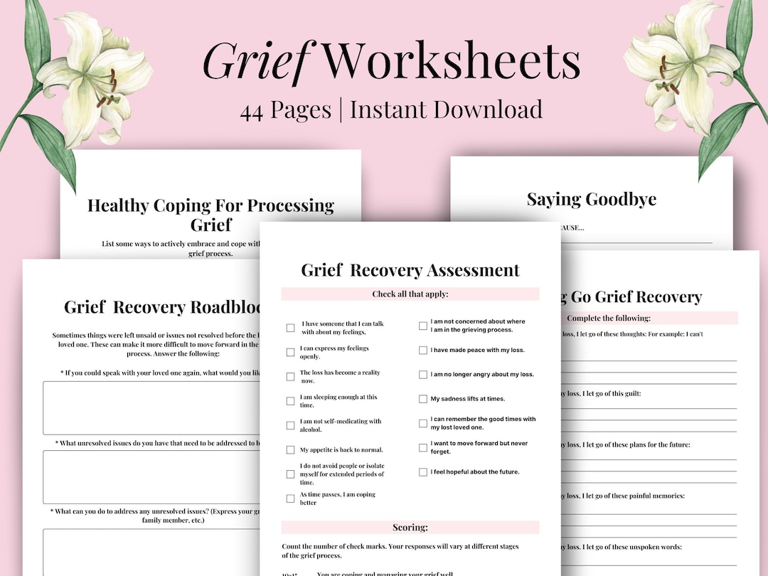Grief and Loss Worksheets Grief and Loss Journal Grief Therapy Loss of ...