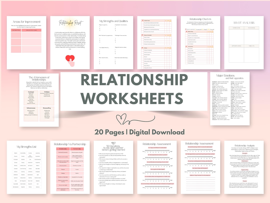 Couples Therapy Worksheets Healthy Relationship Tools Couples ...