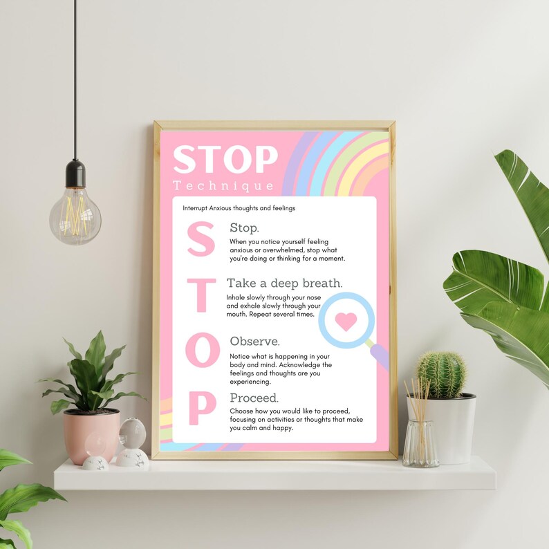Anxiety Poster Therapy Office Decor Teacher Resource Breathing ...