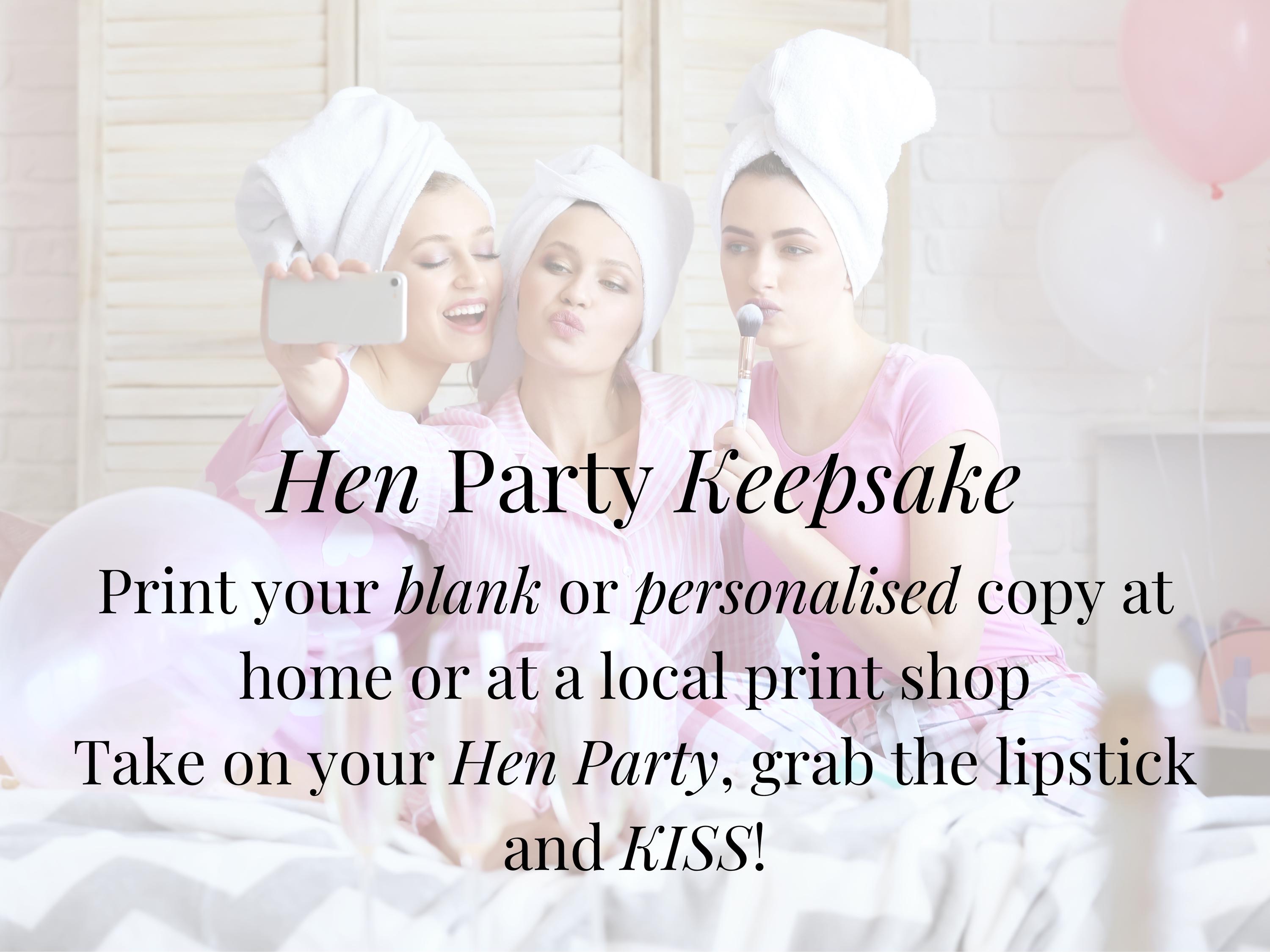 Kiss the Miss Goodbye Printable Hen Party Game Miss to Mrs Hen Party ...