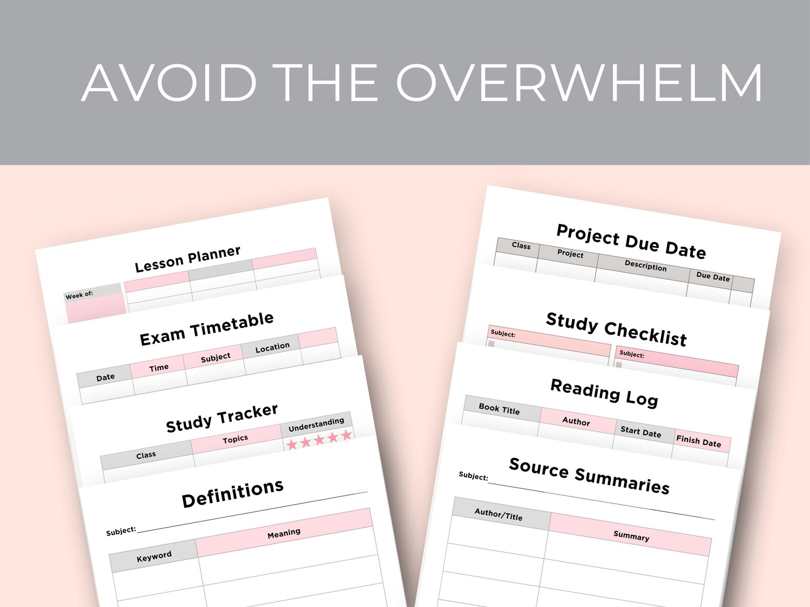 Study Planner for Student Diary Printable Course Schedule Planner ...