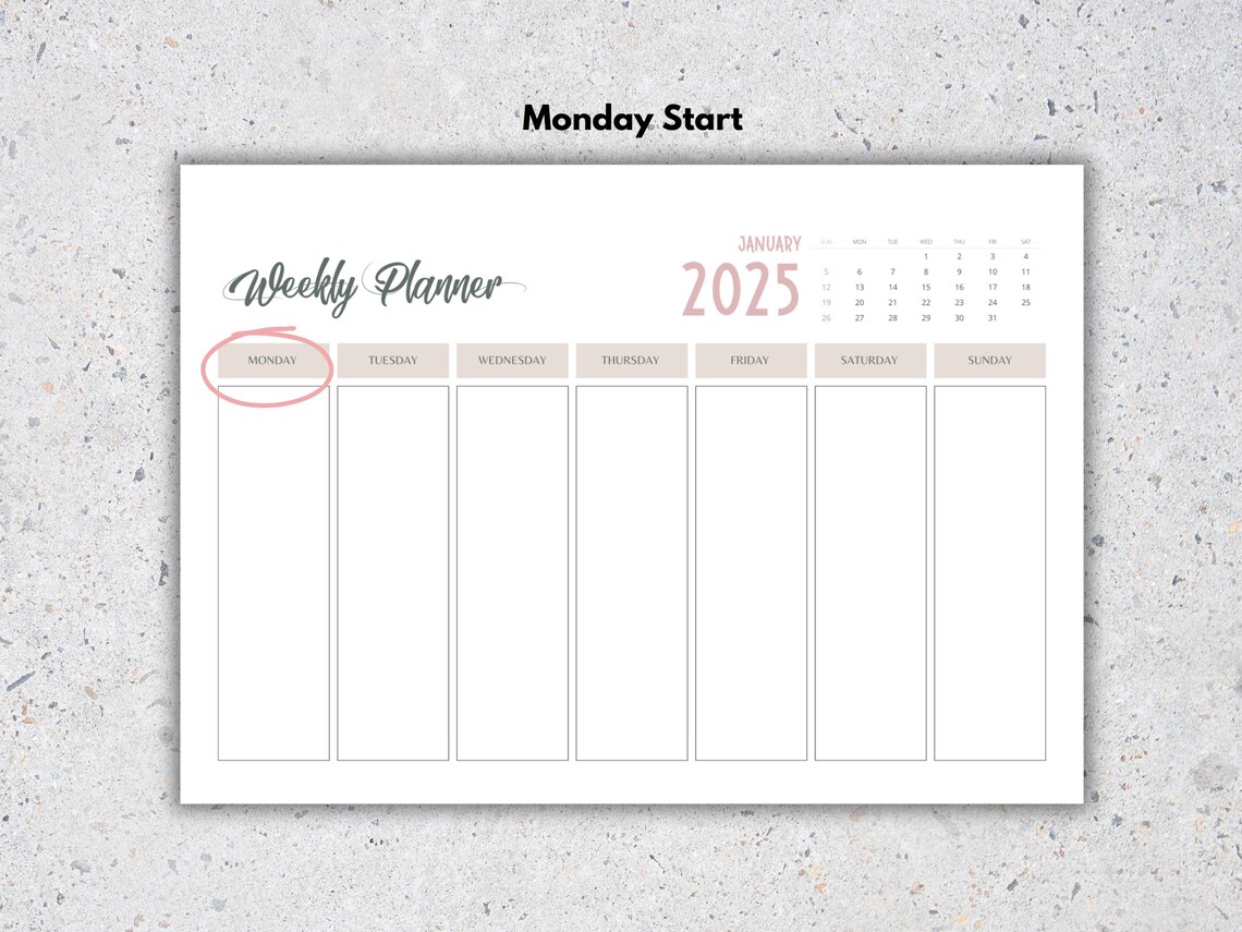 2025 Weekly Planner With Monthly Calendar Printable Household Weekly ...