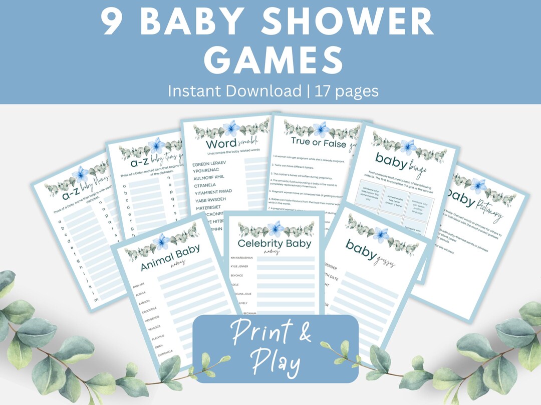 Printable Baby Shower Games Baby Boy Blue Baby Shower Celebrity Baby ...
