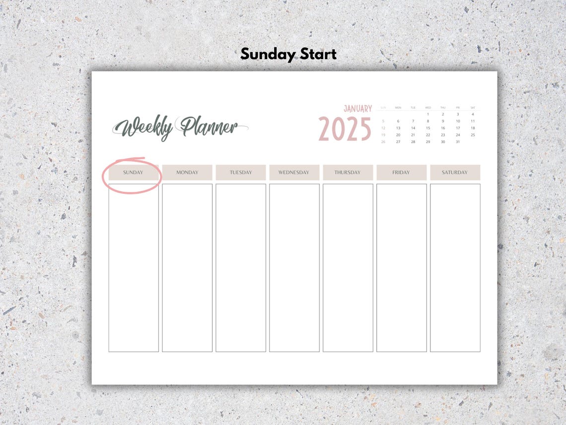 2025 Weekly Planner With Monthly Calendar Printable Household Weekly ...