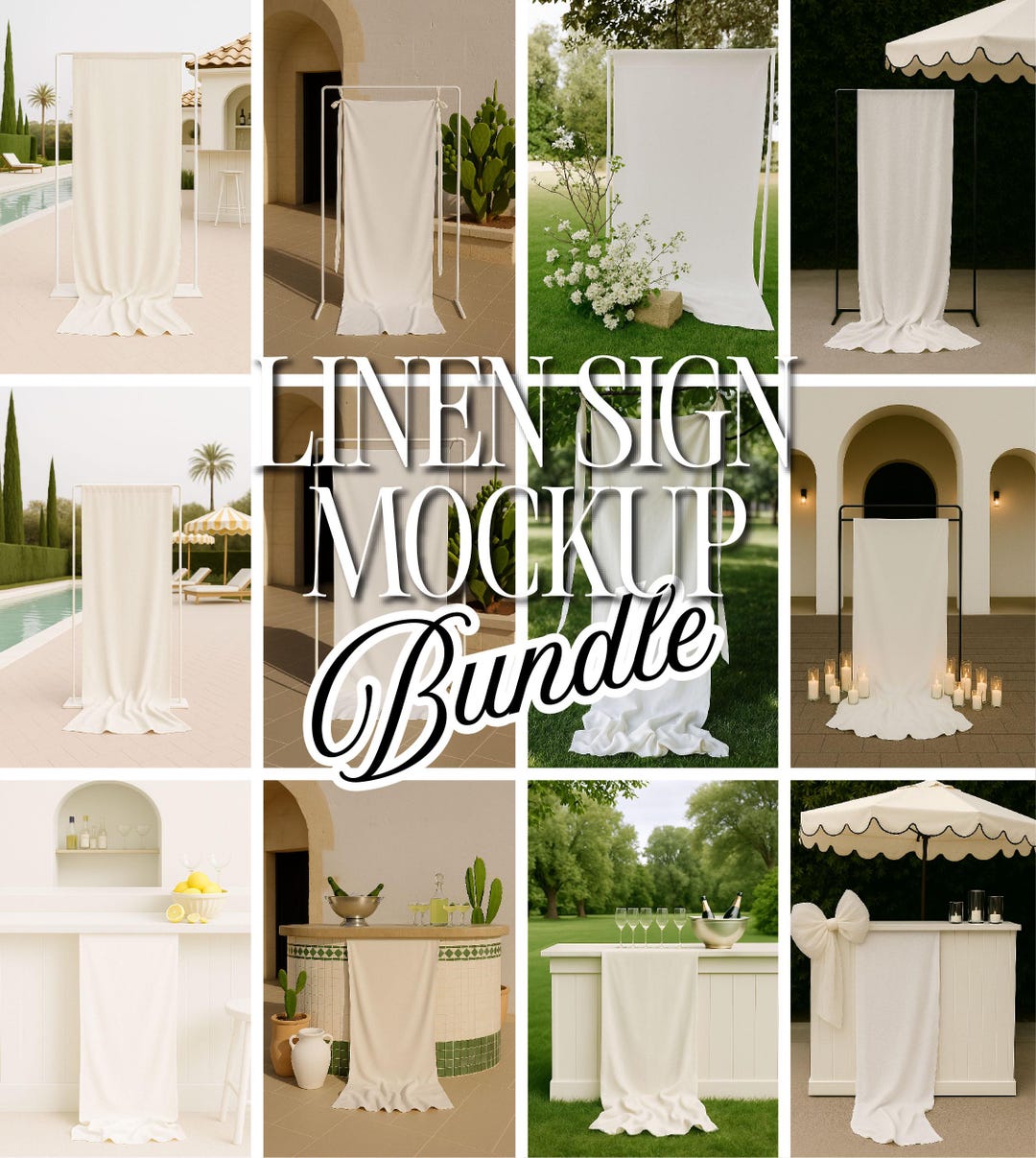 Linen Sign Mockup Bundle: Wedding & Event Canva Realistic Scenes ...