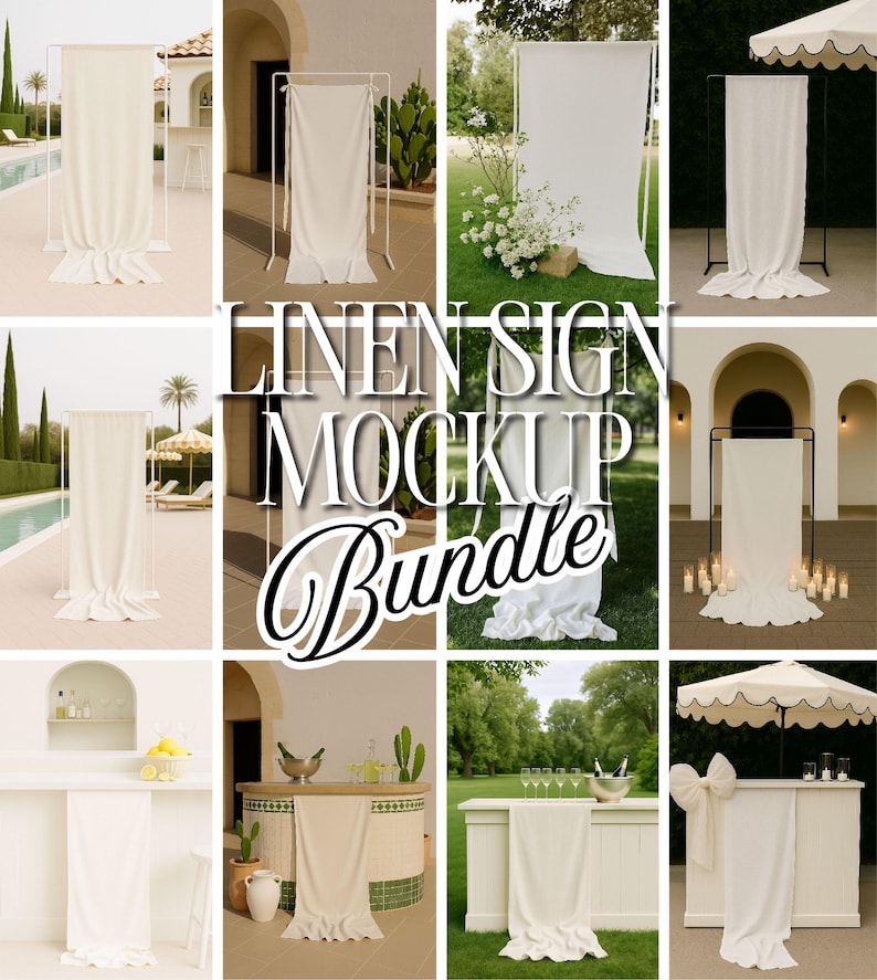 Linen Sign Mockup Bundle: Wedding & Event Canva Realistic Scenes ...