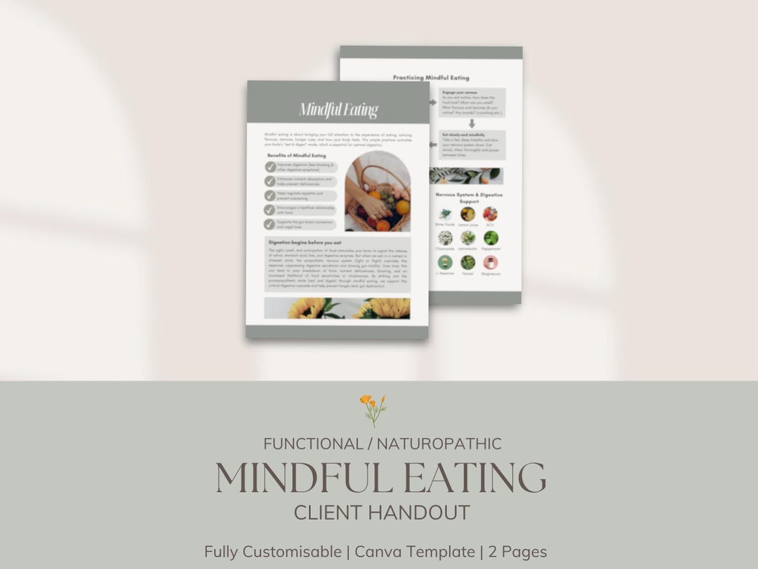 Mindful Eating Guide, Digestion, Nervous System, Canva Template, for ...