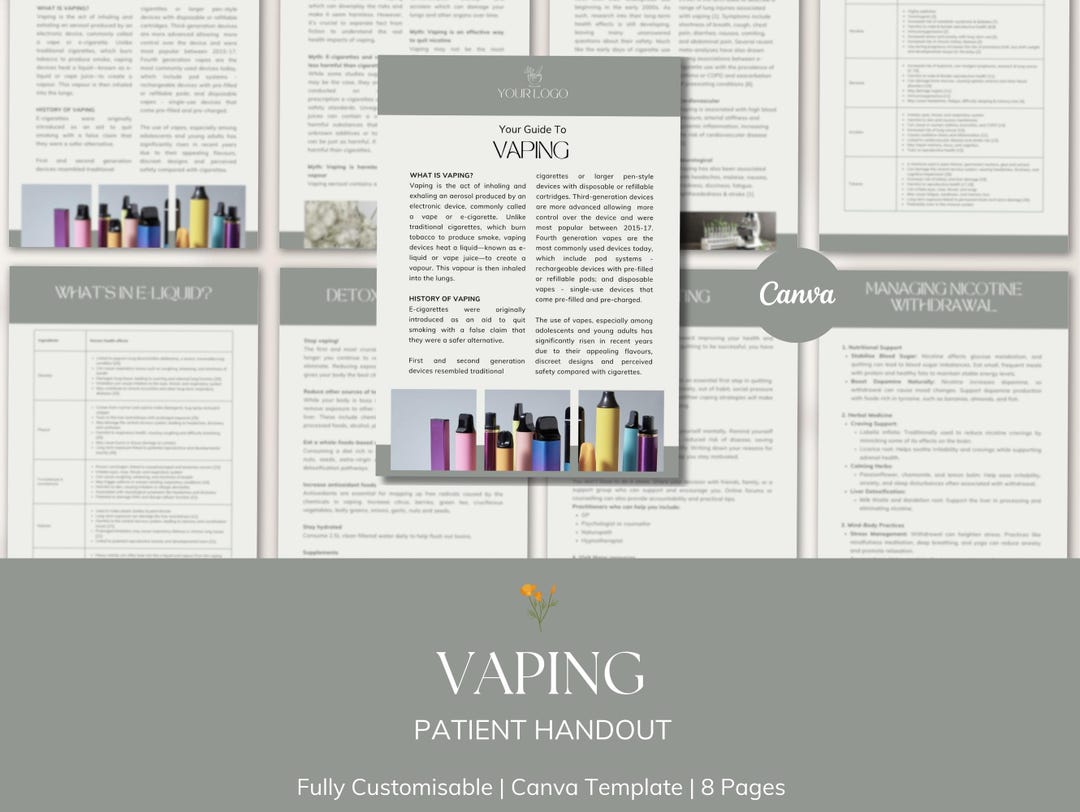 Vaping | Nicotine Addiction | Patient Handout | Editable | Canva ...