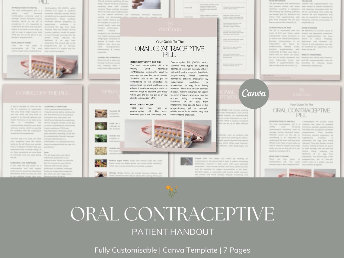 Holistic Oral Contraceptive Guide | Patient Handout | Editable | Canva ...