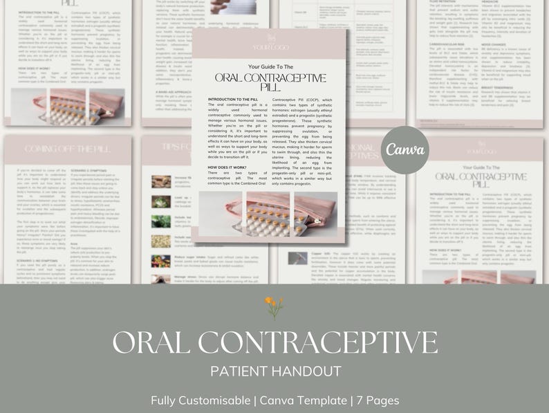 Holistic Oral Contraceptive Guide | Patient Handout | Editable | Canva ...