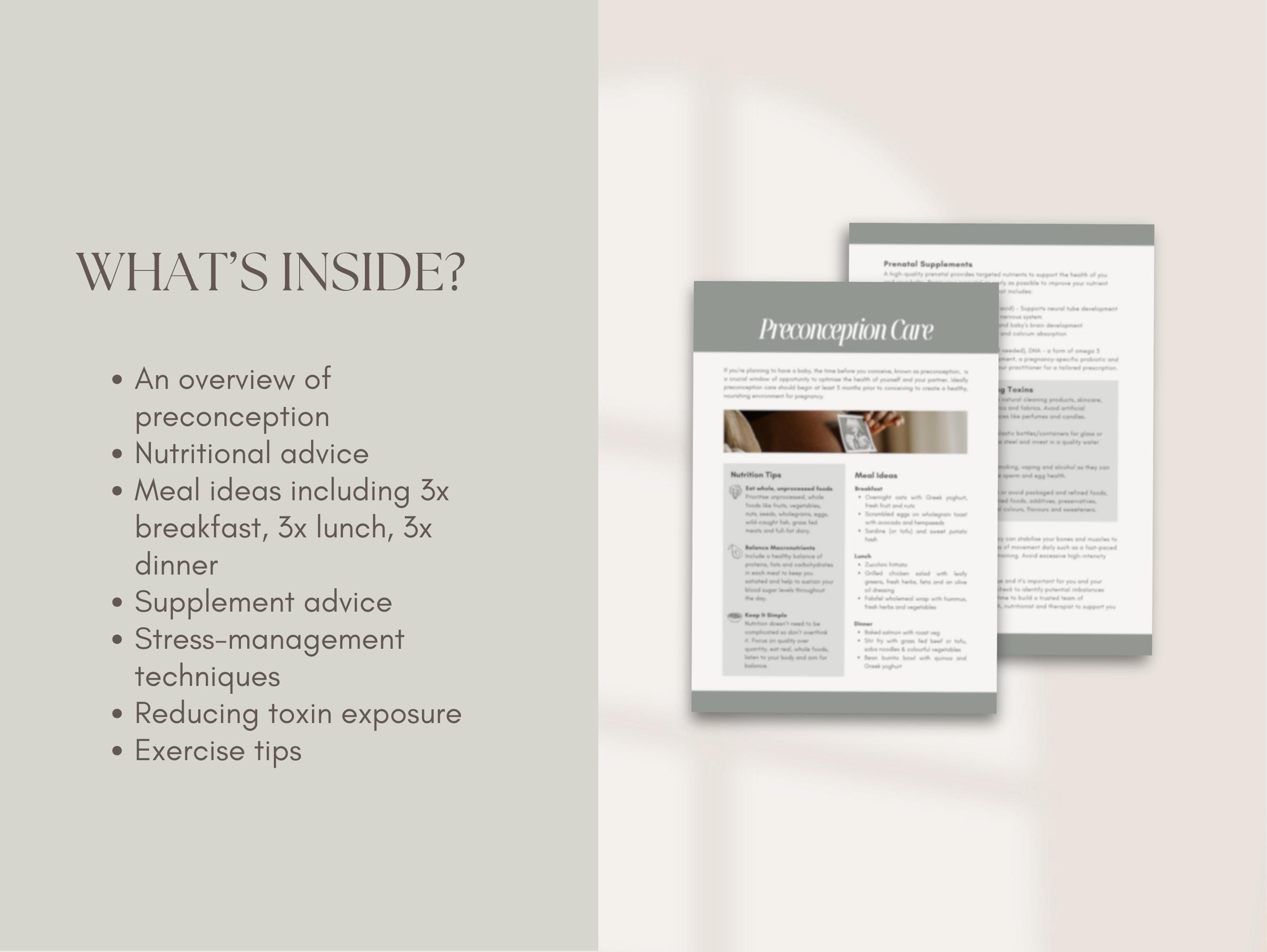 Preconception Patient Handout, Canva Template, for Naturopaths ...
